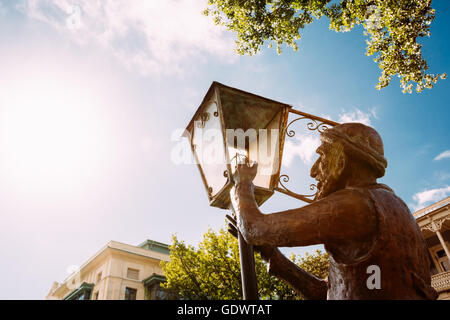 Statue of Old Lamplighter, igniting lights on streets of Tbilisi ...