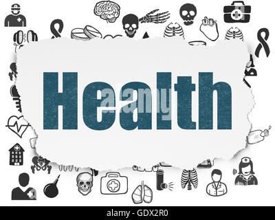 Medicine concept: Health on Torn Paper background Stock Photo - Alamy