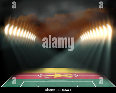 Football stadium with Cameroon flag textured field Stock Photo - Alamy