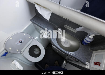 AIRPLANE WASHROOM TOILET WC Stock Photo - Alamy