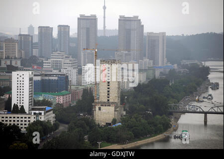 Aerial view of the city central of Pyongyang, North Korea, Aug. 29 ...