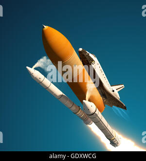 Solid Rocket Boosters Separation. Realistic 3D Scene Stock Photo ...