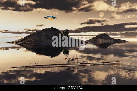 A German Nazi U Boat & A UFO Approaching The Hidden Top Secret Base ...