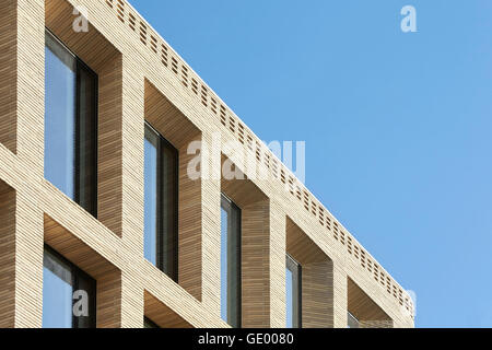 Brick facade with window chamfer. Turnmill Building, London, United ...