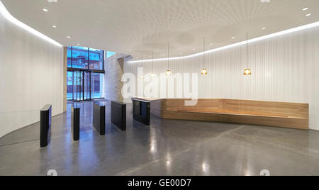 Reception and security barrier. Turnmill Building, London, United ...