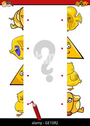 Matching game. Match halves of fish. Educational game for children ...