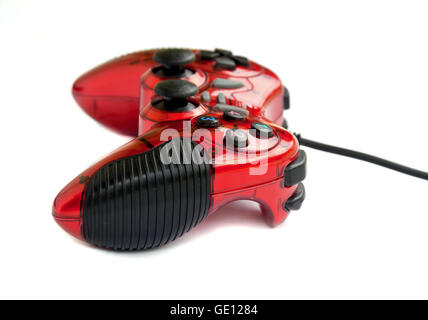 red joystick game controller isolated on white background Stock Photo ...