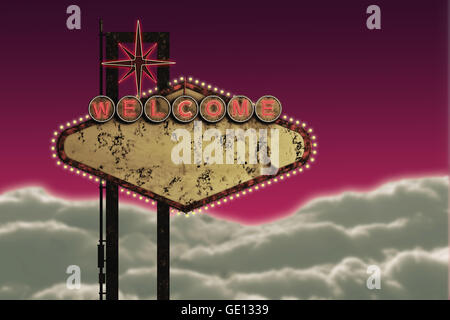 3d illustration of an old and rusty welcome sign isolated on white ...