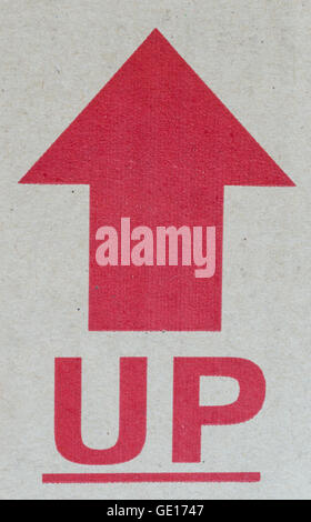 Way Up Symbol on a Cardboard Box, Close Up Stock Photo - Alamy