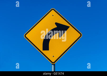 Road bends to the right road sign Stock Photo - Alamy