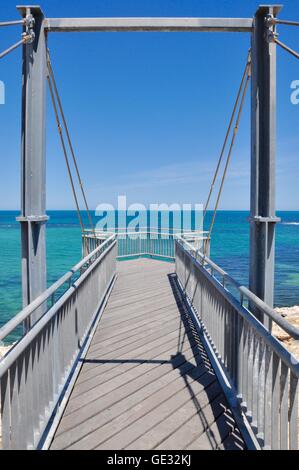Overhanging lookout at Point Peron with the turquoise Indian Ocean ...