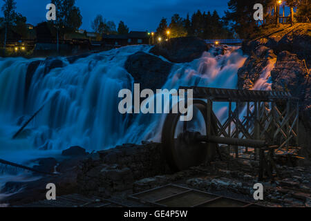 The Haugfossen, waterfall, at Blaafarveværket in Åmot, Modum, Norway ...