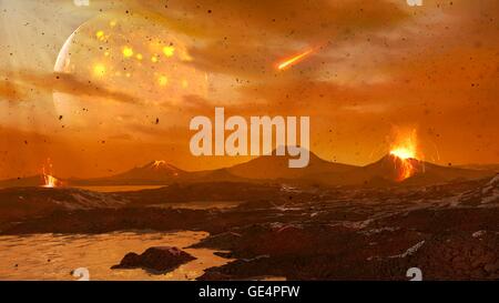 An animation of the primitive Earth in the process of formation, more ...