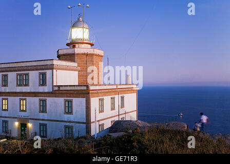 Lighthouse at Cabo Finisterre, Cap Fisterra, Galicia, Spain from above ...