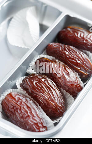 Dried Medjool dates at a date packaging factory of Meshek Arbel in ...