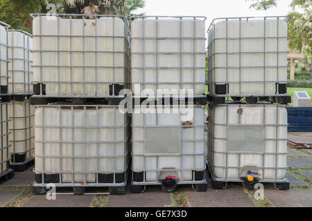 Bulk fluid shipping containers on pallets ready for shipment Stock ...