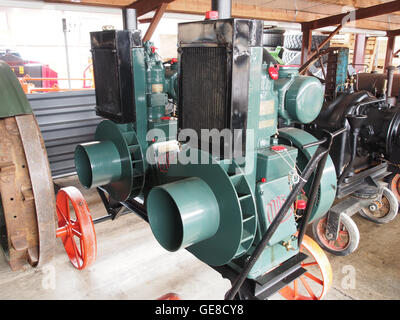 The image shows a stationary diesel engine, known for its efficiency in ...