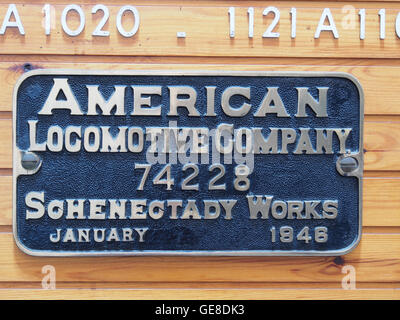 The American Locomotive Company builder's plate on Union Pacific steam ...