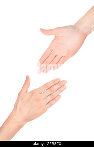 two hands apart reaching for each other man and woman white light Stock ...