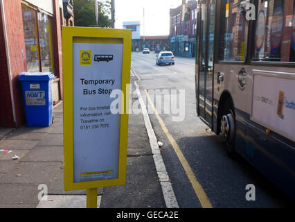 Temporary, bus, stop, sign, road, side, roadside, public, transport ...