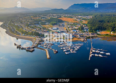 geography / travel, Canada, BC, Port McNeill, Aerial view over Port ...