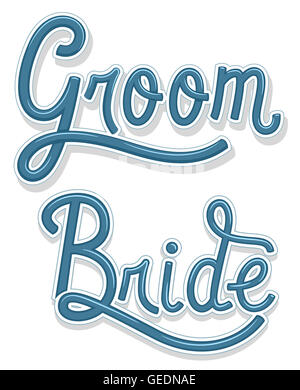 Typography Illustration Featuring the Words Bride and Groom Stock Photo ...