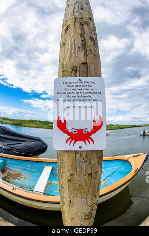 A crabbing sign at Blakeney Harbour Stock Photo - Alamy