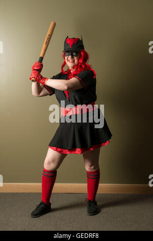 Cosplayer poses for photographs at a Comic Con convention Stock Photo ...