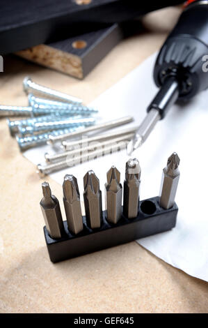 closeup many type of screwdriver head Stock Photo - Alamy