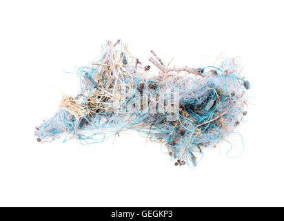 Network tangled from sea shore on a white background Stock Photo - Alamy