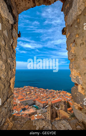 Italy Sicily Cefalù view fron the fortress Stock Photo - Alamy