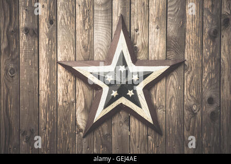 American Star On Wooden Fence Stock Photo - Alamy