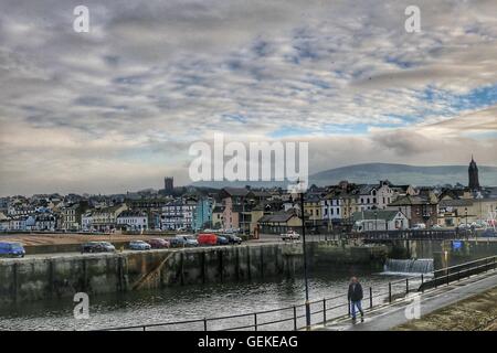 Peel Town and Bay Isle of Man UK Manx coast travel coastal scenery ...