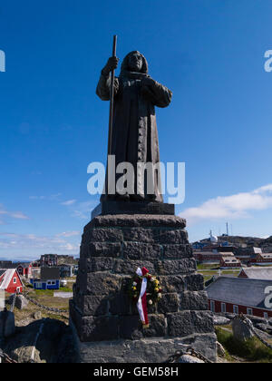 Statue Hans Egede missionary founded Nuuk capital and first city 1728 ...