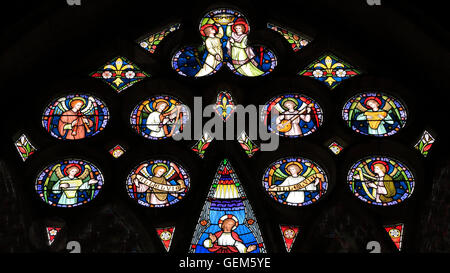 Angel Musicians, Old Hunstanton stained glass window, detail of angels ...