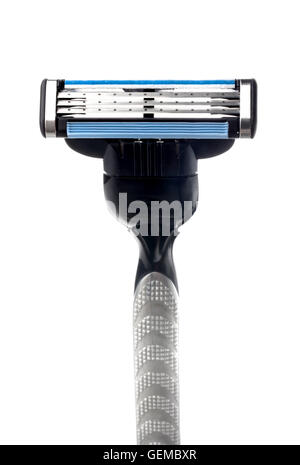 closeup new multiple blade razor on white background Stock Photo - Alamy