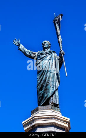 Statue of Independence hero Miguel Hidalgo and murals in Colegio San ...