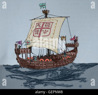 transport / transportation, navigation, warship, English war cog, wood ...