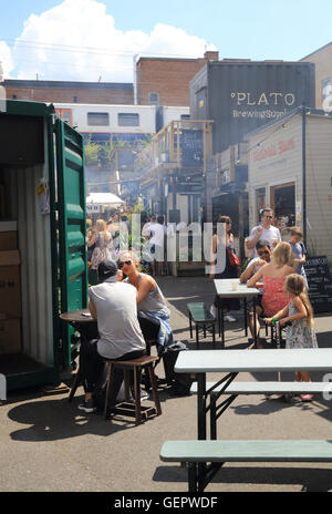 Trendy Saturday Netil market, in Hackney, east London, England, UK ...