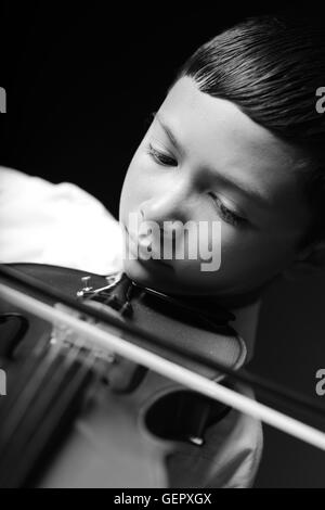 Black and white portrait. String musical instrument. Mature charismatic ...