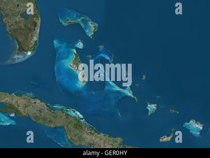 Satellite view of Andros Islands and New Providence, Bahamas. New ...