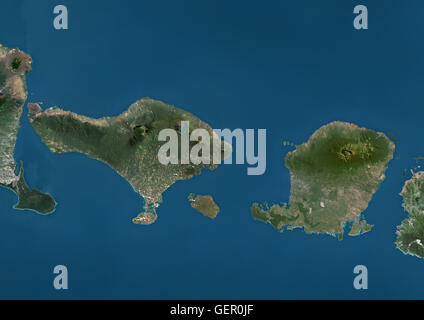 Satellite view of Bali. This image was compiled from data acquired by ...