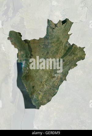 Satellite view of Burundi (with country boundaries). This image was ...