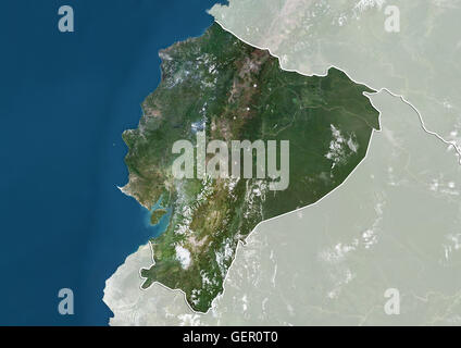 Satellite view of Ecuador (with country boundaries). This image was ...