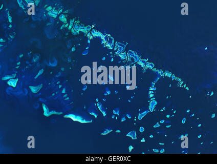 Satellite view of the Great Barrier Reef, Australia Stock Photo ...