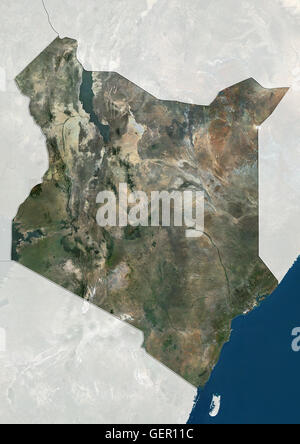 Satellite view of Kenya (with country boundaries). This image was ...