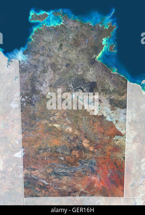 Satellite view of Northern Territory, Australia (with administrative ...