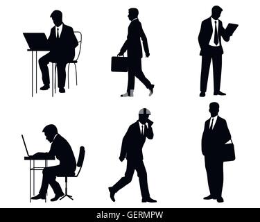 Professional Businessman Walking with Briefcase Silhouette Vector ...