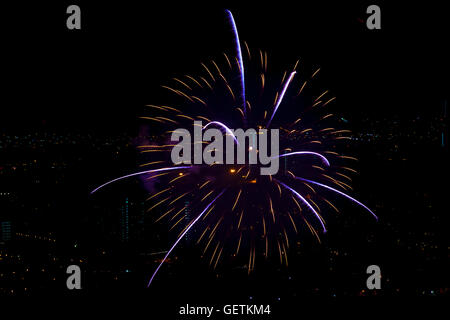 single blue fireworks burst with trails 1 Stock Photo - Alamy
