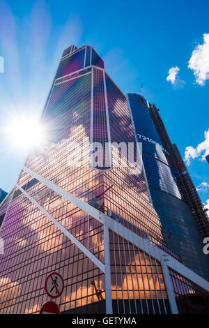Moscow City skyscrapers, business center summer evening Russia Stock ...
